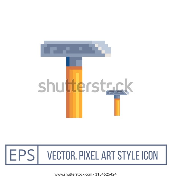 Hammer Pixel Art Icon Isolated Vector Stock Vector (Royalty Free ...