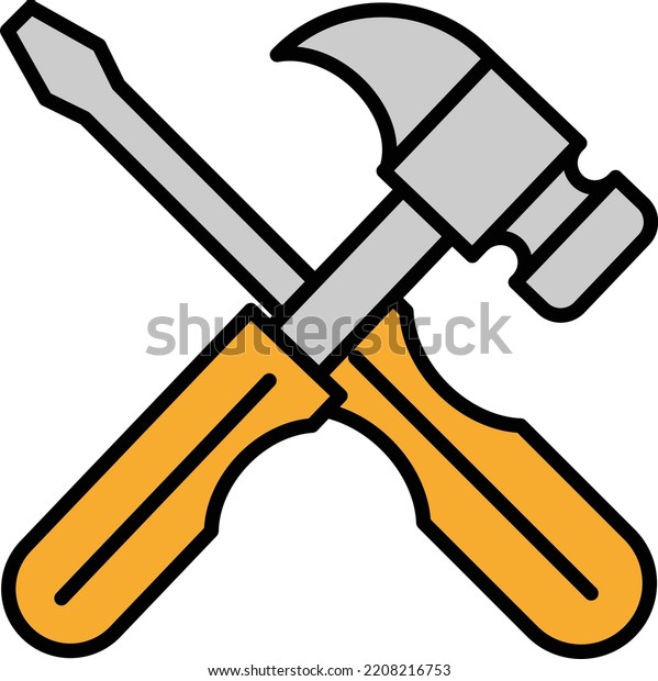 Hammer Screwdriver Icon Symbol Logo Stock Vector (Royalty Free ...