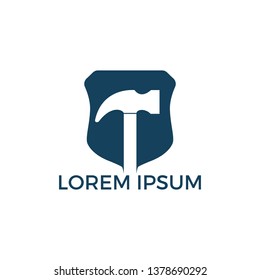 Hammer Shield Logo Design Hammer Protection Stock Vector (Royalty Free ...