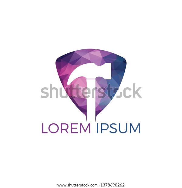 Hammer Shield Logo Design Hammer Protection Stock Vector (Royalty Free ...