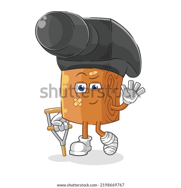 Hammer Sick Limping Stick Cartoon Mascot Stock Vector (Royalty Free ...