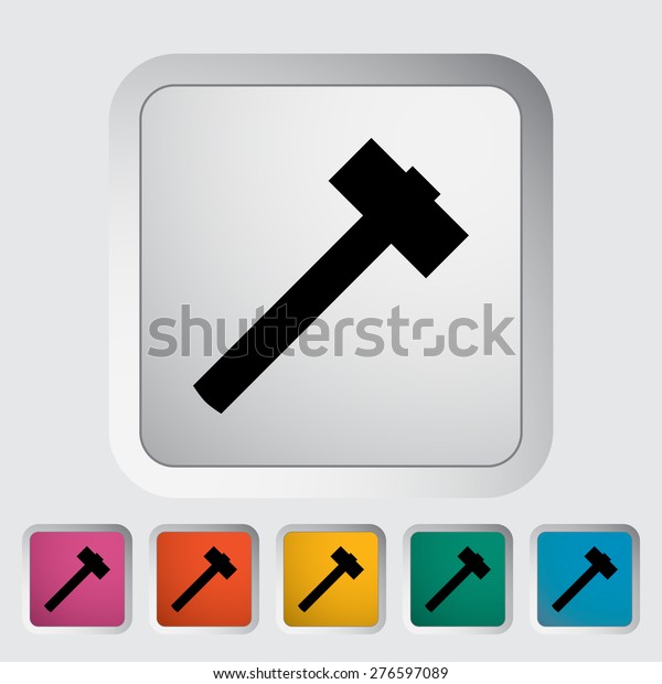 Hammer Single Flat Icon On Button Stock Vector (Royalty Free) 276597089 ...
