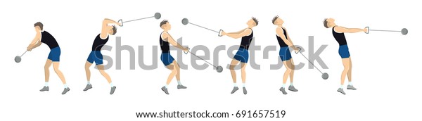 Hammer Throw Set Set Athketes Motion 库存矢量图（免版税）691657519