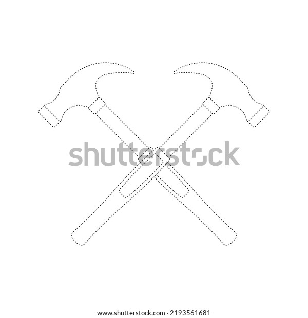 Hammer Tracing Worksheet Kids Stock Vector (Royalty Free) 2193561681 ...