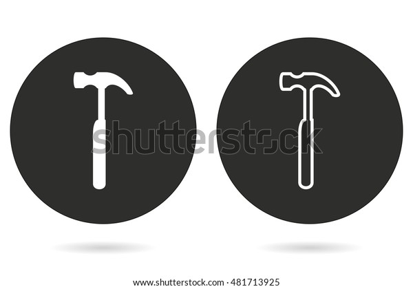 Hammer Vector Icon White Illustration Isolated Stock Vector (Royalty ...