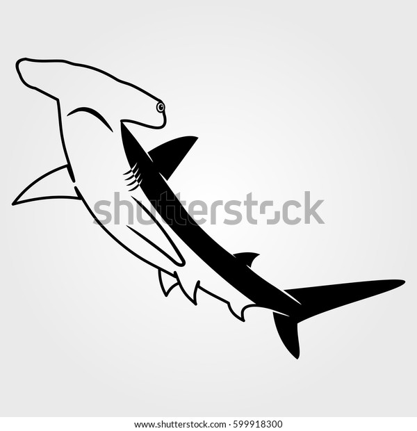 Hammerhead Shark Icon Isolated On White Stock Vector (Royalty Free ...