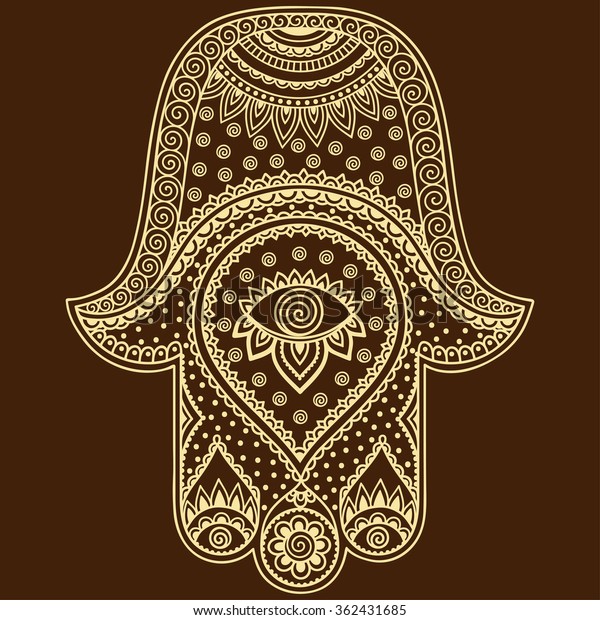 Hamsa Hand Drawn Symbol Decorative Pattern Stock Vector (Royalty Free ...