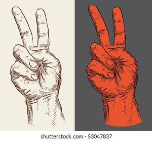 Female Hand Sign Victory Peace Scissors Stock Vector (Royalty Free ...