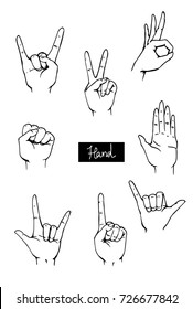 Hand Actions On White Background Stock Vector (Royalty Free) 726677842 ...