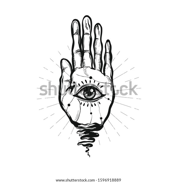 Hand All Seeing Eye Hand Drawn Stock Vector (Royalty Free) 1596918889 ...