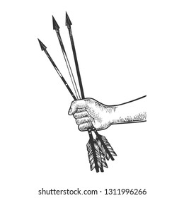 Hand Arrows Vintage Engraving Raster Illustration Stock Illustration ...