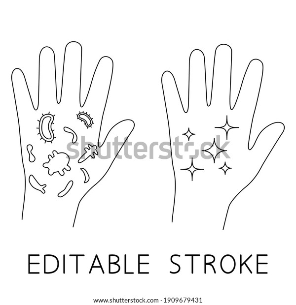 Hand Bacteria Virus Infection Spread Dirty Stock Vector (Royalty Free ...