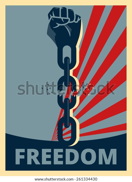 Hand Breaking Chains Freedom Poster Vector Stock Vector (Royalty Free ...
