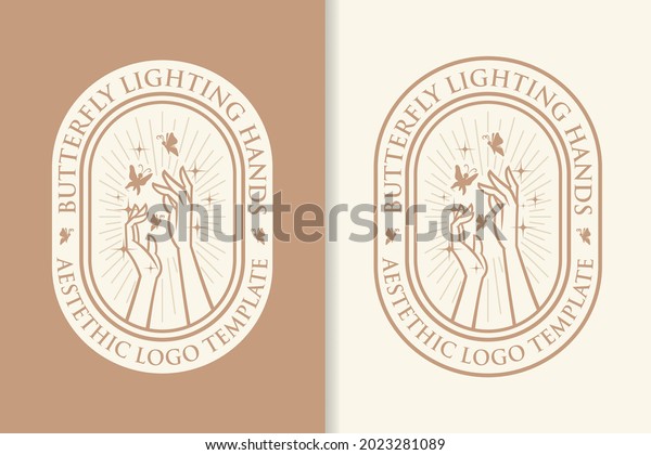 Hand Butterfly Logo Design Stock Vector (Royalty Free) 2023281089 ...
