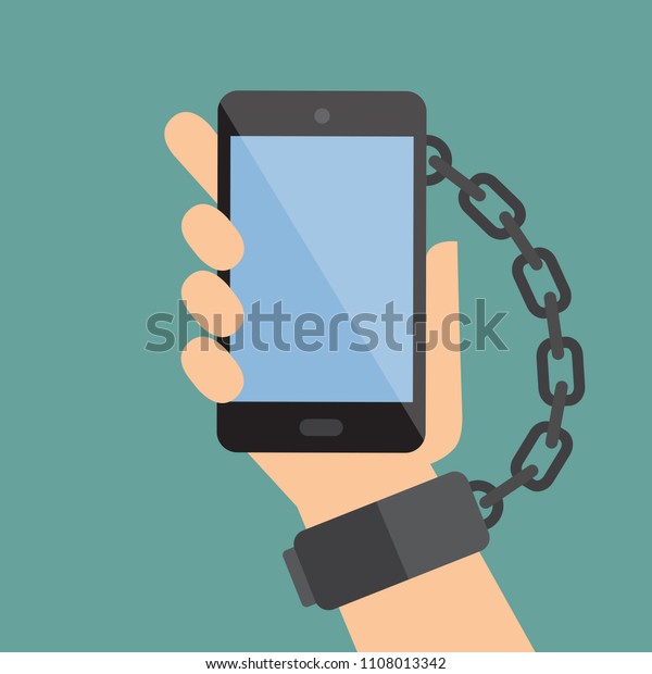 Hand Chained Smart Phone Addicted Technology Stock Vector (Royalty Free ...