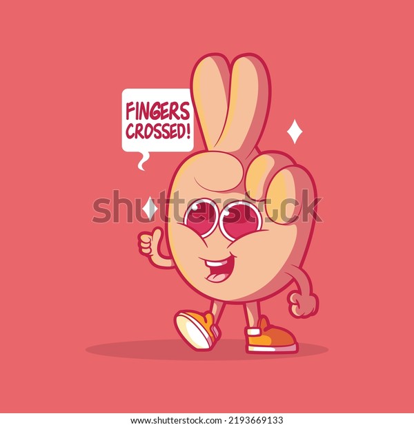 Hand Character Fingers Crossed Vector Illustration Stock Vector ...