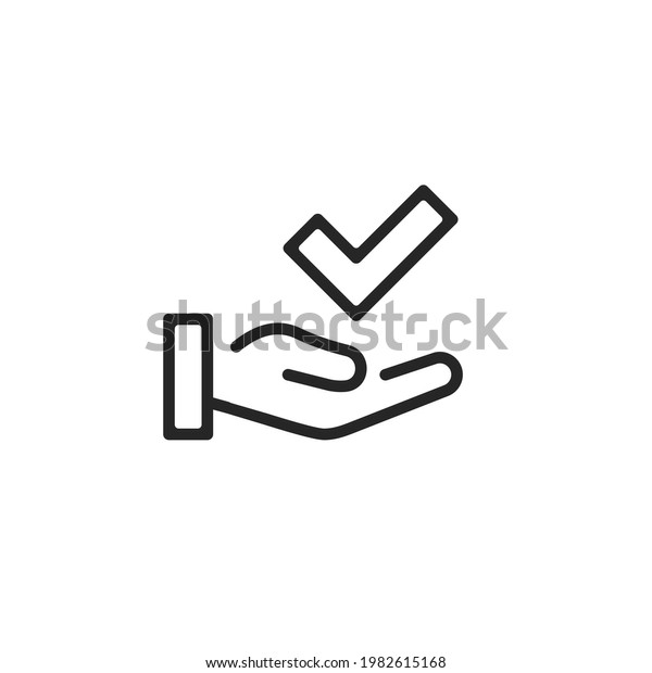 Hand Check Mark Line Icon Thin Stock Vector (Royalty Free) 1982615168 ...