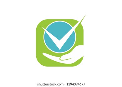 Hand Check Mark Logo Designs Inspiration Stock Vector (Royalty Free ...