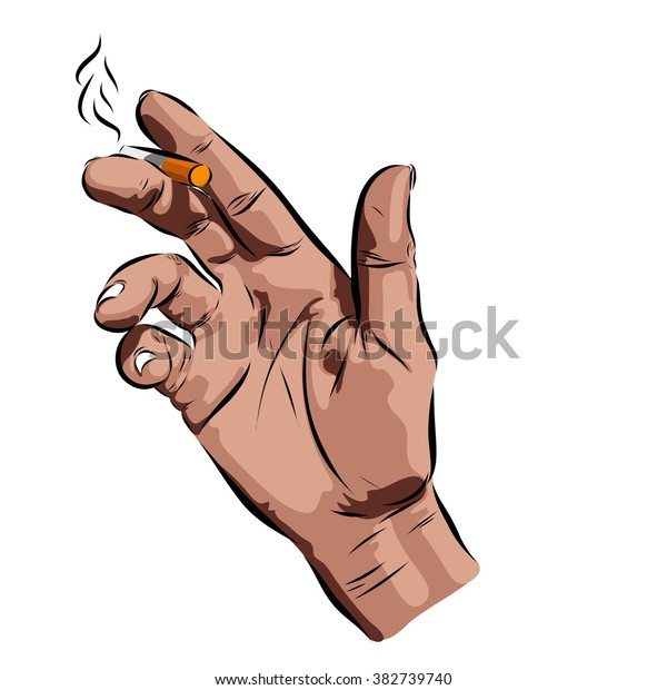 Hand Cigarette On White Background Vector Stock Vector (Royalty Free ...