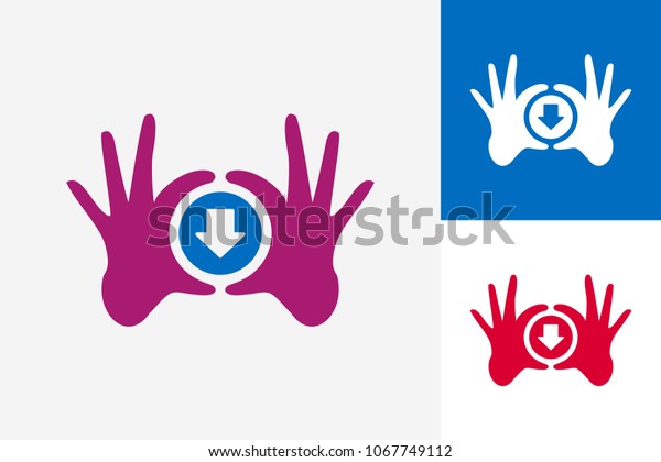 Hand Circle Download Logo Template Design Stock Vector (Royalty Free ...