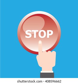 Hand Click Stop Buttonvector Stock Vector (Royalty Free) 408596662 ...