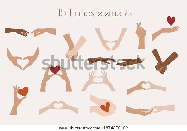 Hand Clipart Vector Illustrations Heart Shaped Stock Vector (Royalty ...