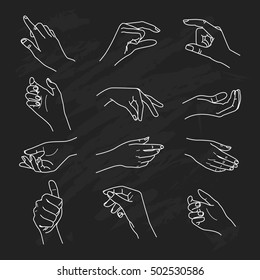Hand Collection Vector Line Illustration Stock Vector (Royalty Free ...