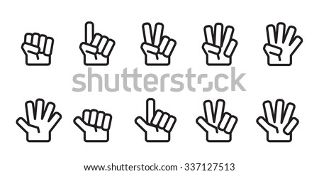 Hand Counting Number Icons Set Outline 스톡 벡터(사용료 없음) 337127513 ...