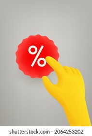 Hand Discount Badge Comic 3d Style Stock Vector (Royalty Free ...