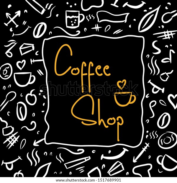 Hand Draw Coffee Shop Background Wallpaper: เวกเตอร์สต็อก (ปลอดค่า ...