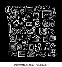 Hand Draw Contact Us Icon Illustration Stock Vector (Royalty Free ...