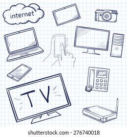 Hand Draw Device Icons Vector Format Stock Vector (Royalty Free ...