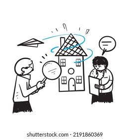 Hand Draw Doodle House Choosing Searching Stock Vector (Royalty Free ...