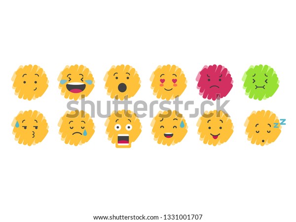 Hand Draw Emoticon Reaction Stock Vector (Royalty Free) 1331001707