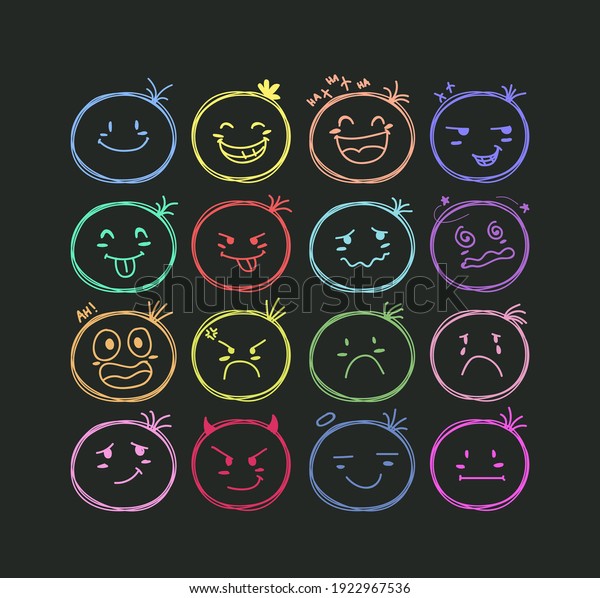 Hand Draw Emotion Faces On Board Stock Vector (Royalty Free) 1922967536 ...
