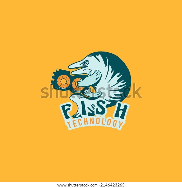 Hand Draw Fish Technology Logo Design Stock Vector (Royalty Free ...