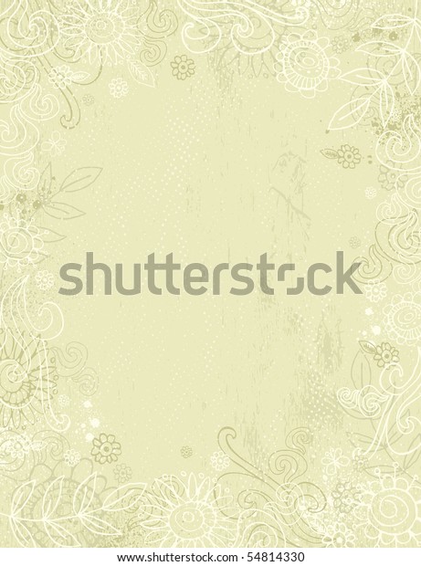 Hand Draw Flowers On Beige Background Stock Vector (Royalty Free) 54814330