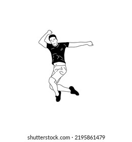 Hand Draw Happy Man Jumping Stock Vector (Royalty Free) 2195861479 ...