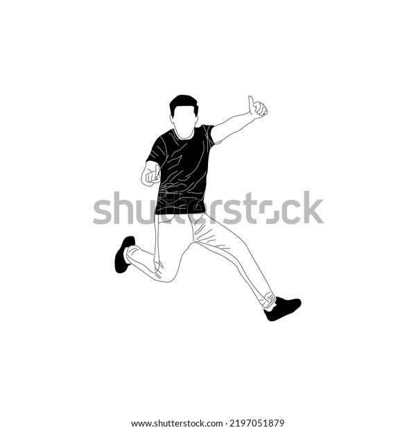 Hand Draw Happy Man Jumping Stock Vector (Royalty Free) 2197051879 ...