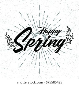 Hand Draw Happy Spring Lettering Vector: vector de stock (libre de ...