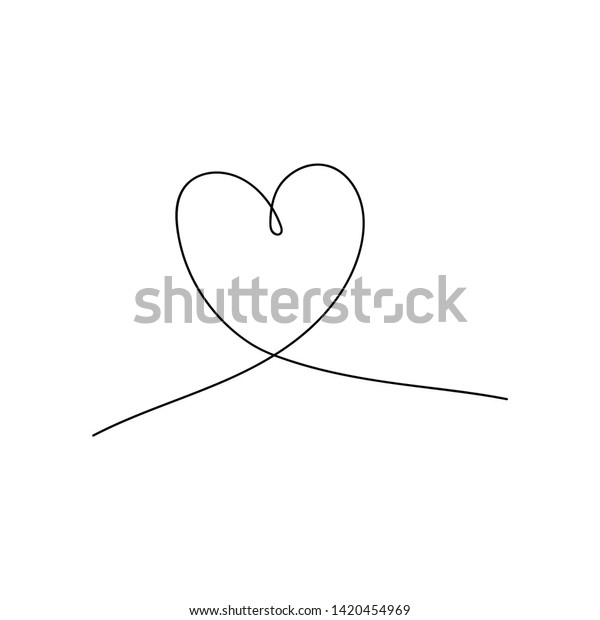 Hand Draw Heart Drawing Continuous Line 스톡 벡터(로열티 프리) 1420454969 ...