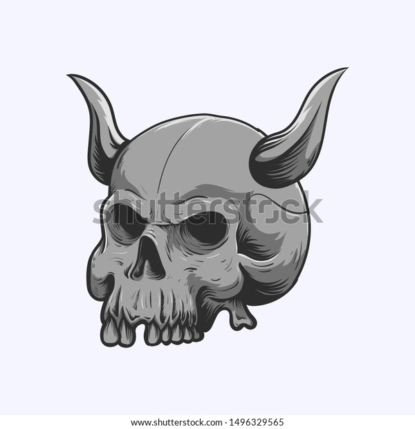 Hand Draw Human Demon Skull Vector Stock Vector (Royalty Free ...