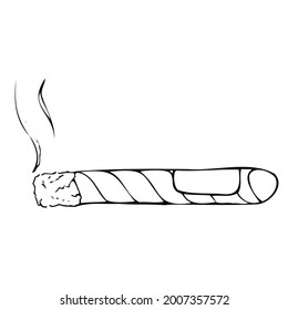 Hand Draw Illustration Cigar Sketch Smoke Stock Vector (Royalty Free ...