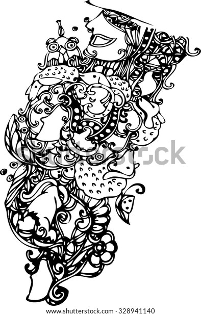 Hand Draw Imagination Line Art Design Stock Vector (Royalty Free ...