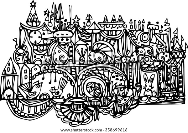 Hand Draw Imagination Line Art Create Stock Vector (Royalty Free ...