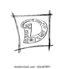 Hand Draw Letter D Decorative Style Stock Vector (Royalty Free) 426187897