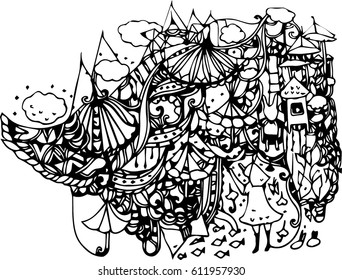 Hand Draw Line Art Design Card Stock Vector (Royalty Free) 611957930 ...