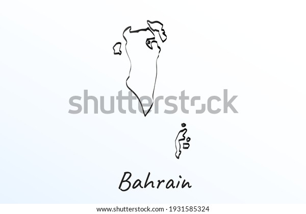 Hand Draw Map Bahrain Black Line Stock Vector (Royalty Free) 1931585324 ...
