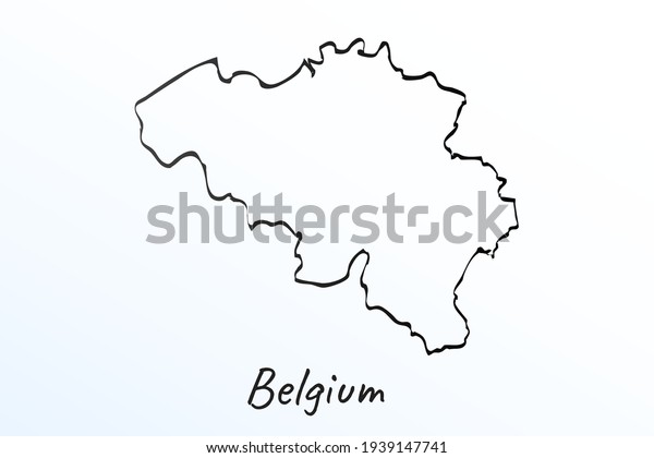 Hand Draw Map Belgium Black Line Stock Vector (Royalty Free) 1939147741 ...