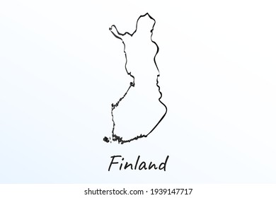 Hand Draw Map Finland Black Line Stock Vector (Royalty Free) 1939147717 ...